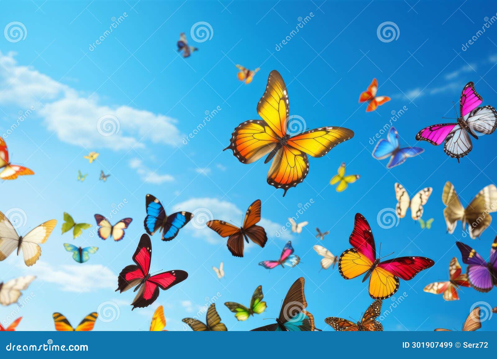 Flying Colorful Butterflies Stock Image - Image of yellow, wings: 301907499
