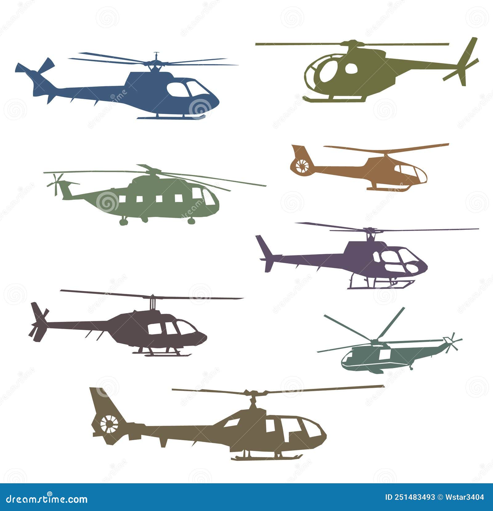 Flying Colorful Helicopters Vector Illustration Stock Vector ...