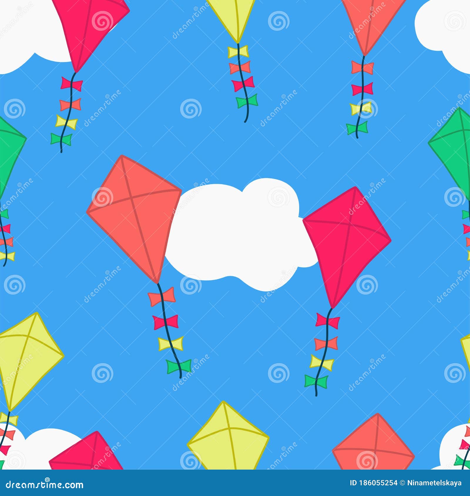 Colorful Kites Vector On The Sky - Traditional Greek Clean Monday Kites ...