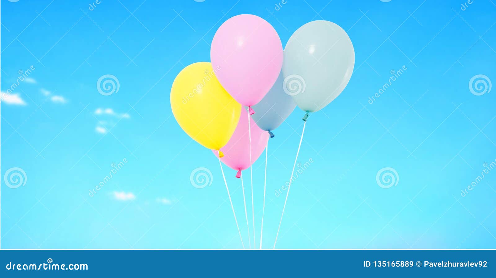 Flying Coloured Balloon on Blurred Sky Background Stock Image - Image ...