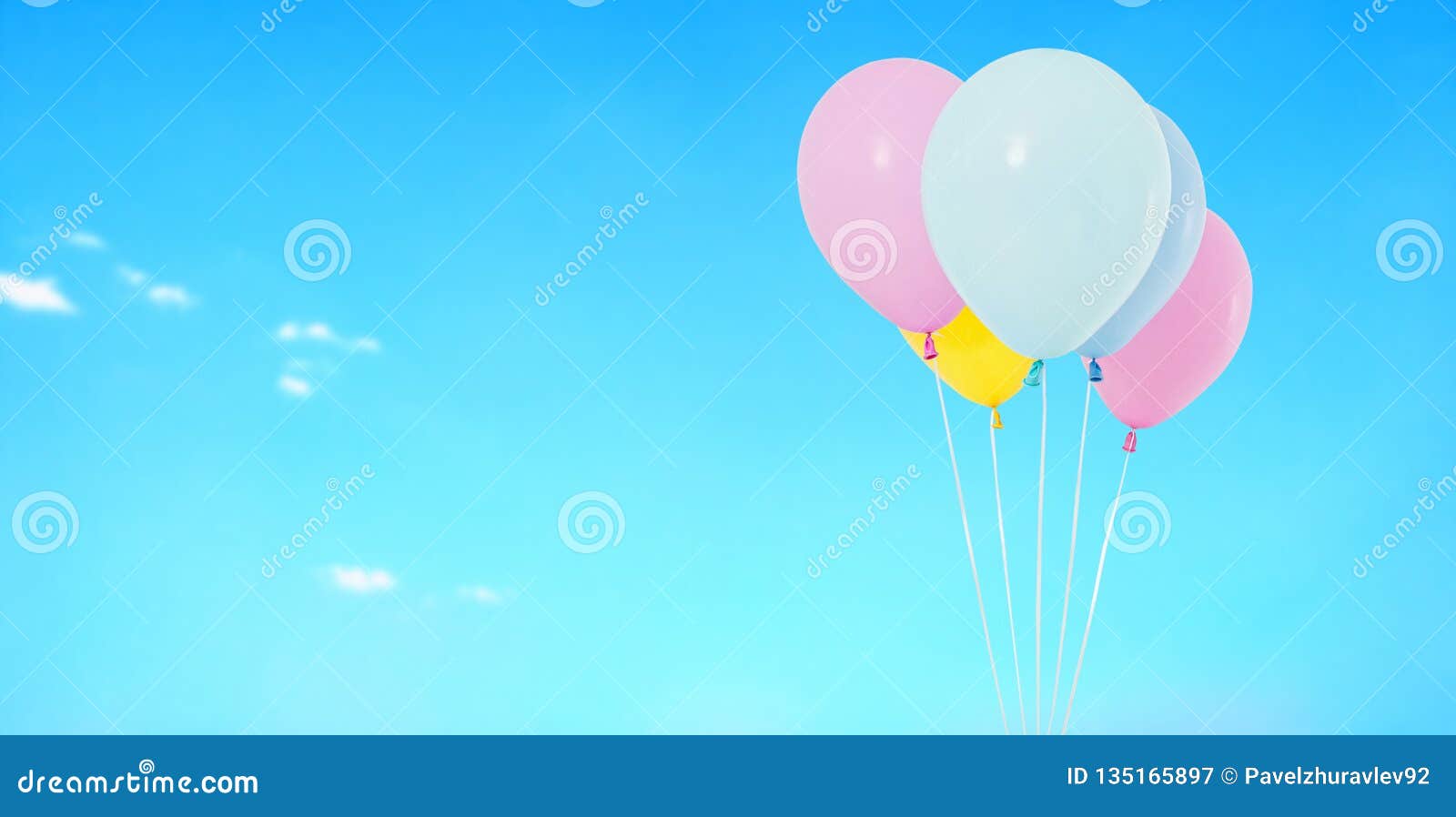 Flying Coloured Balloon on Blurred Sky Background Stock Image - Image ...