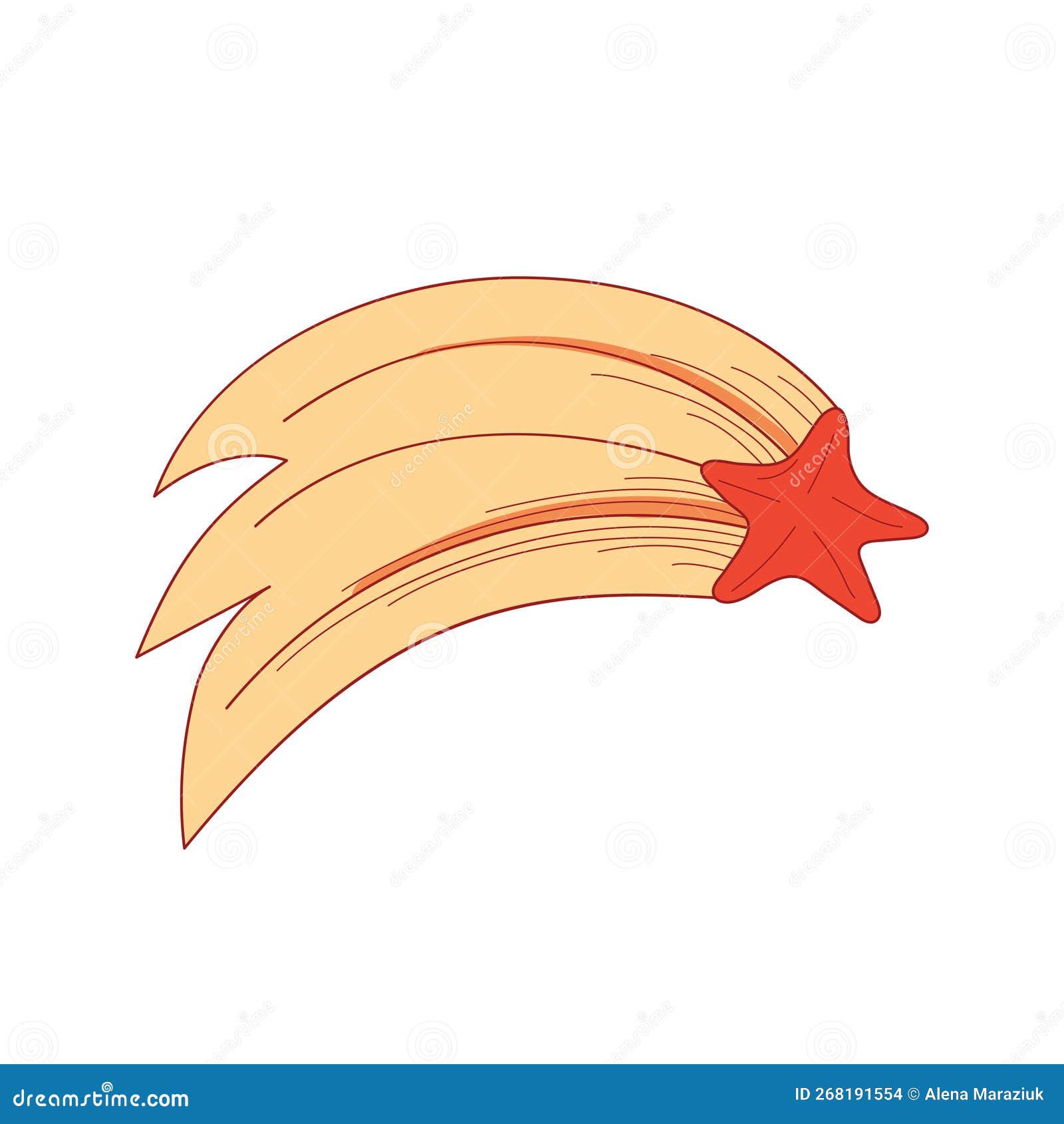 Flying Comet with Fire. Abstract Minimal Comet. Meteorite Flies and ...