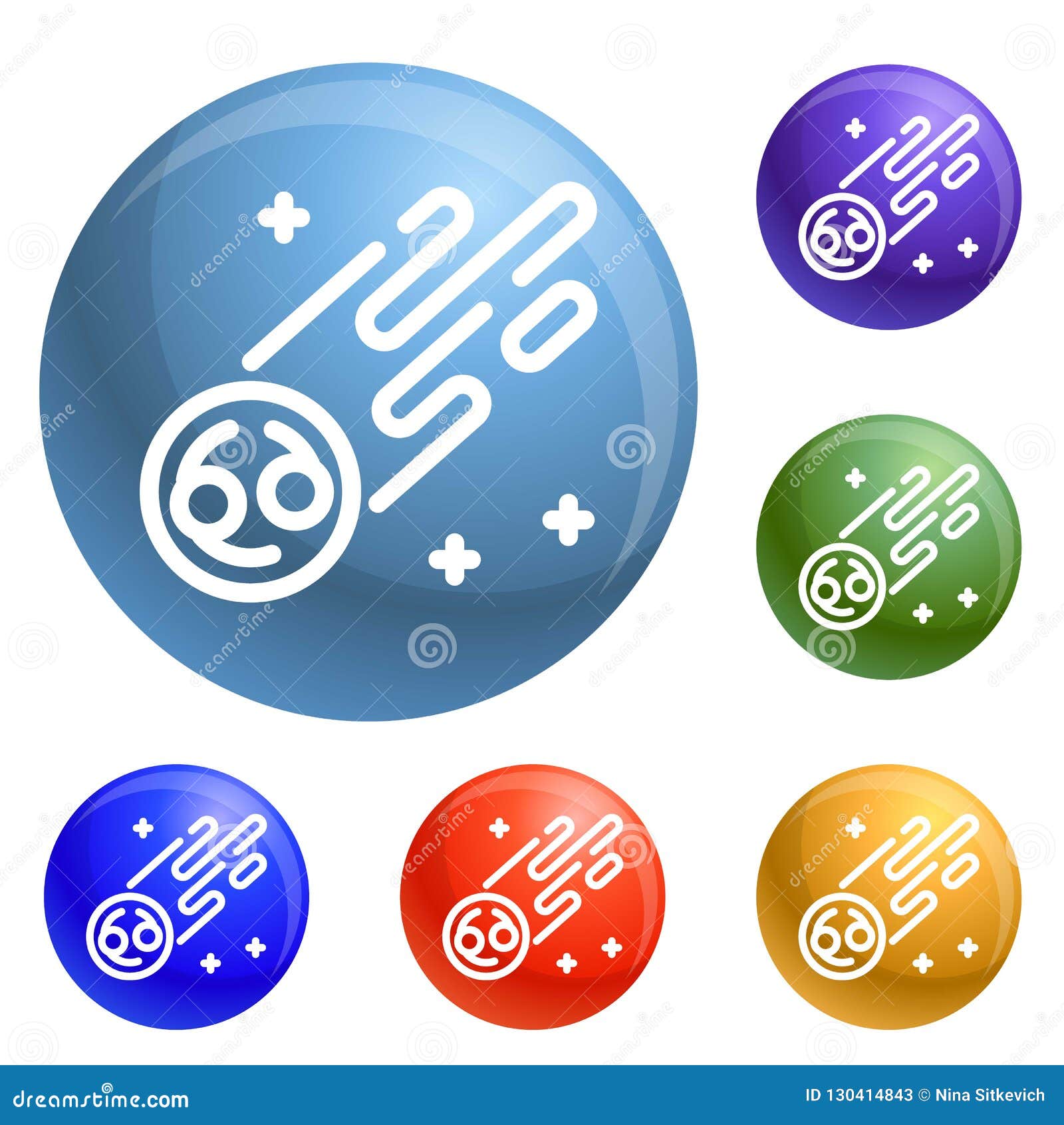 Flying Comet Icons Set Vector Stock Vector - Illustration of flat ...
