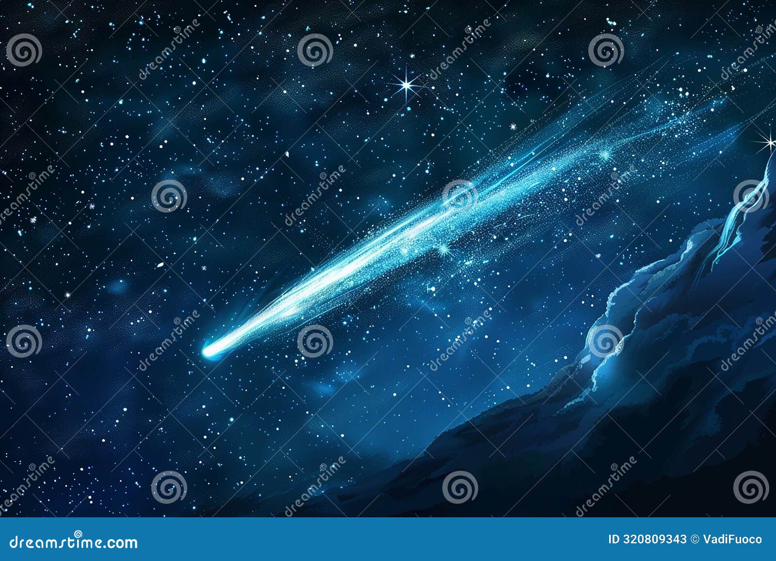 Flying Comet in Outer Space Stock Illustration - Illustration of galaxy ...