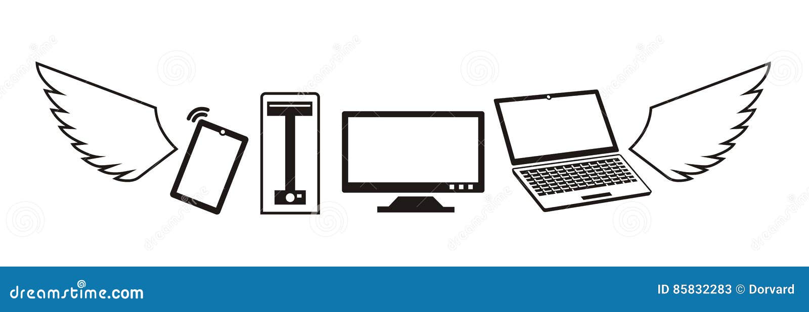 Flying Computers and Devices Logo in Vector Stock Vector - Illustration ...