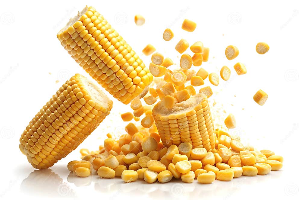 Flying Corn. Isolated on a White Background. Stock Illustration ...