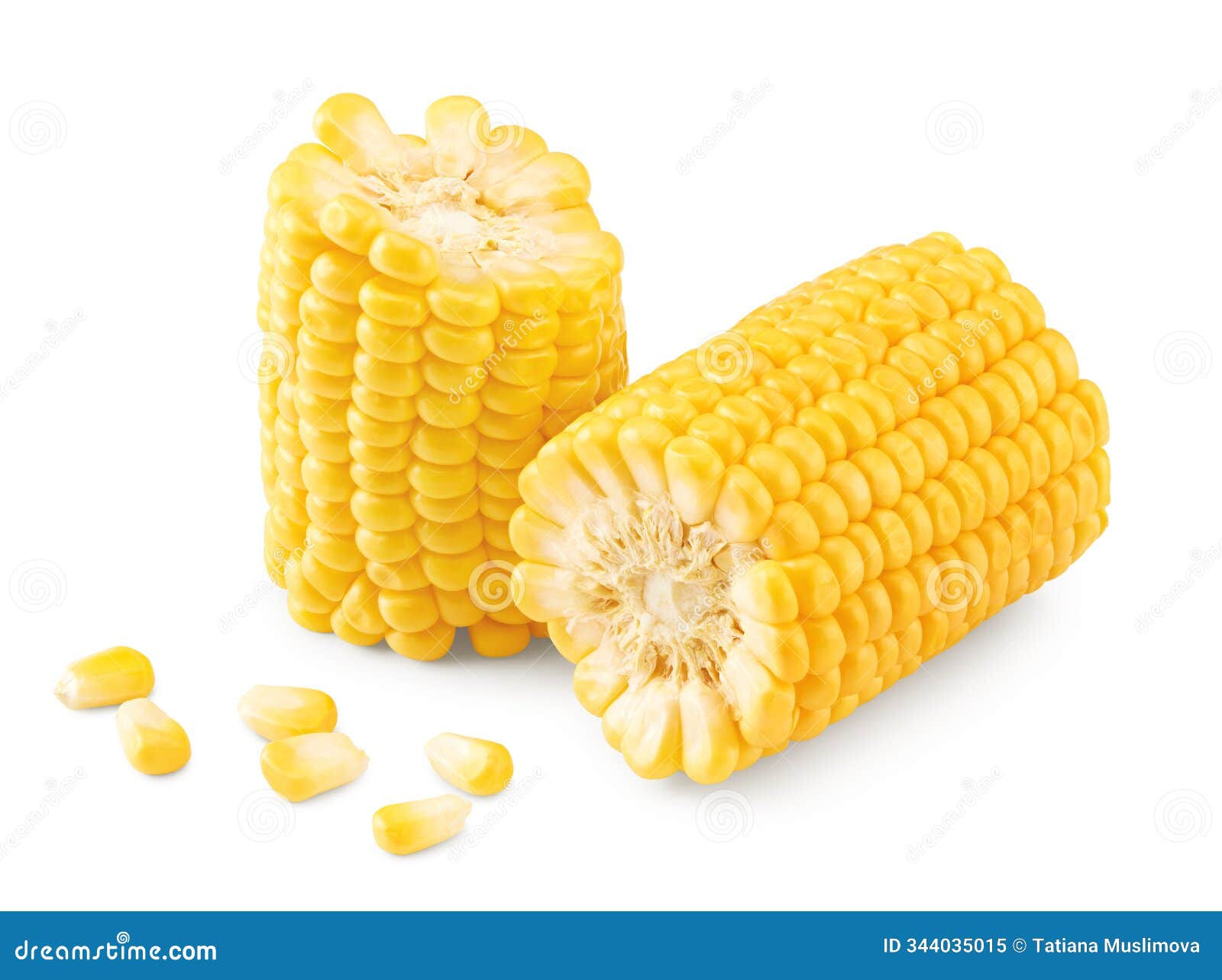 Flying Corn with Seeds Isolated on White Background. Clipping Path ...