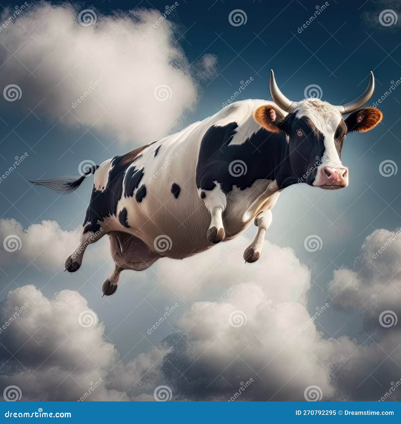 Flying cow stock illustration. Illustration of domestic - 270792295