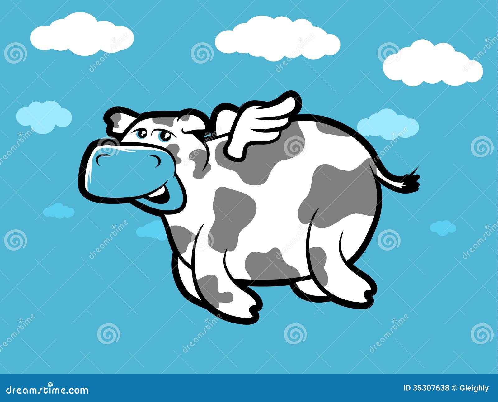 Flying Cow stock vector. Illustration of comic, farming - 35307638