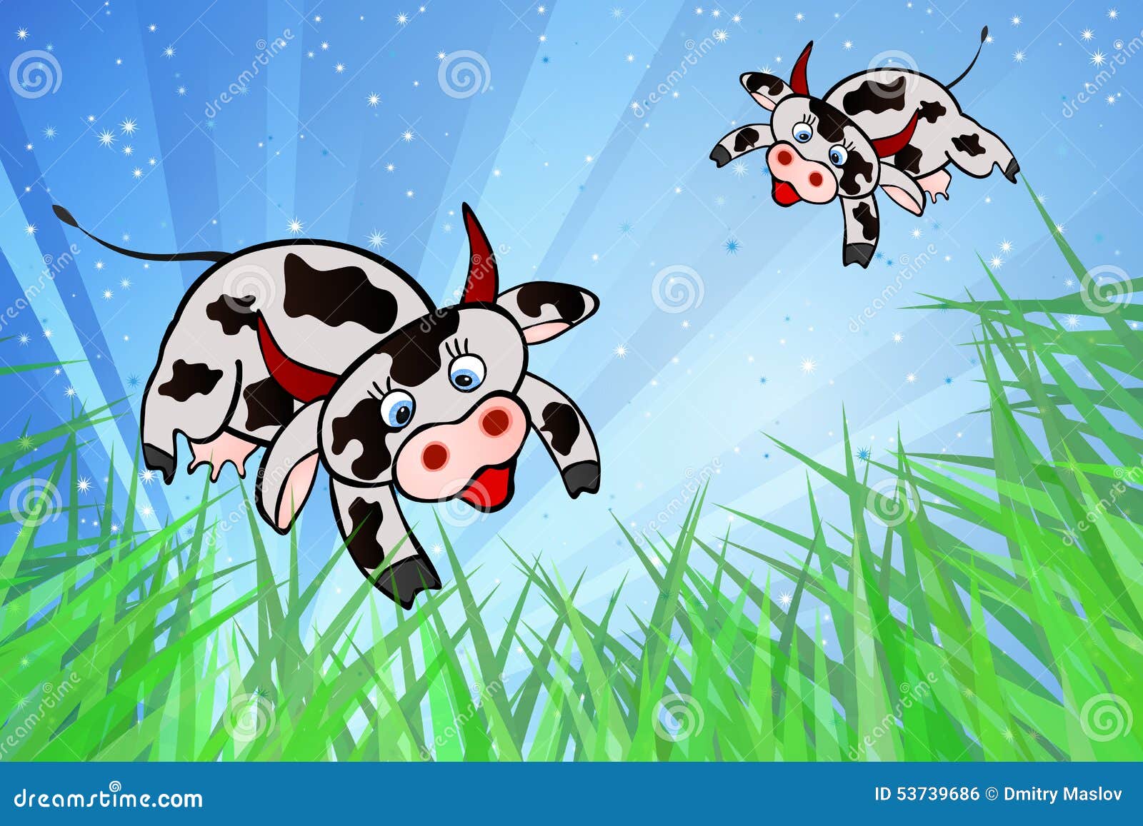 Flying Cows stock vector. Illustration of horn, hide - 53739686