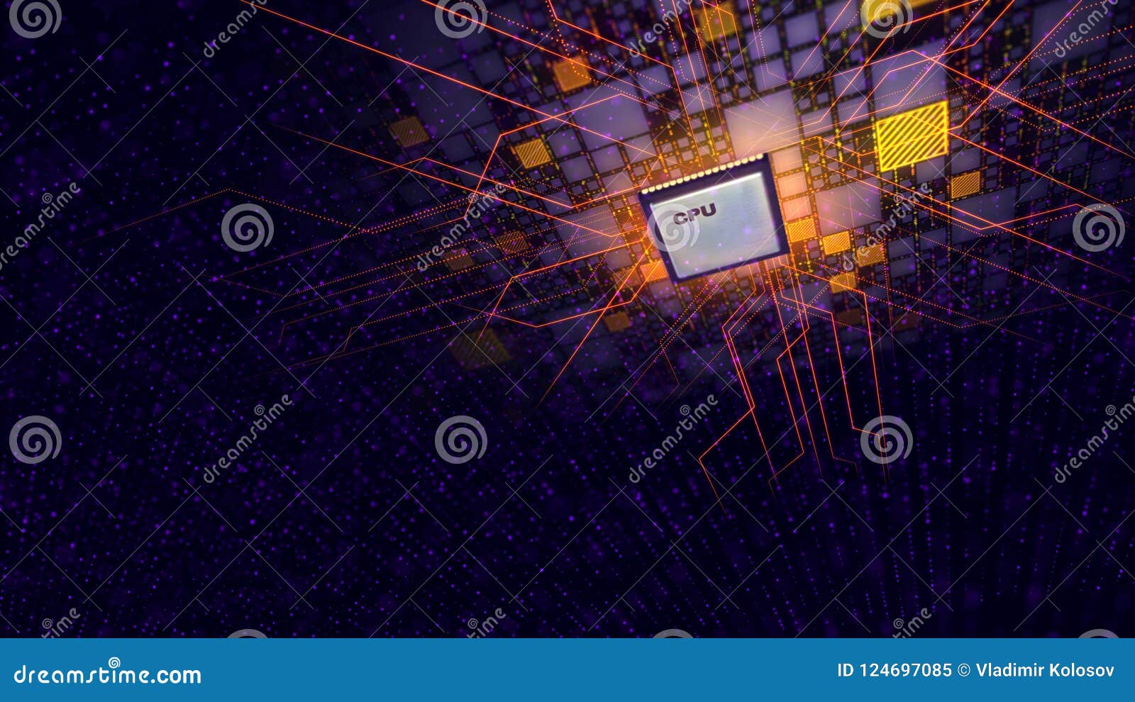Flying CPU Transmitting Techno Signals Stock Illustration ...