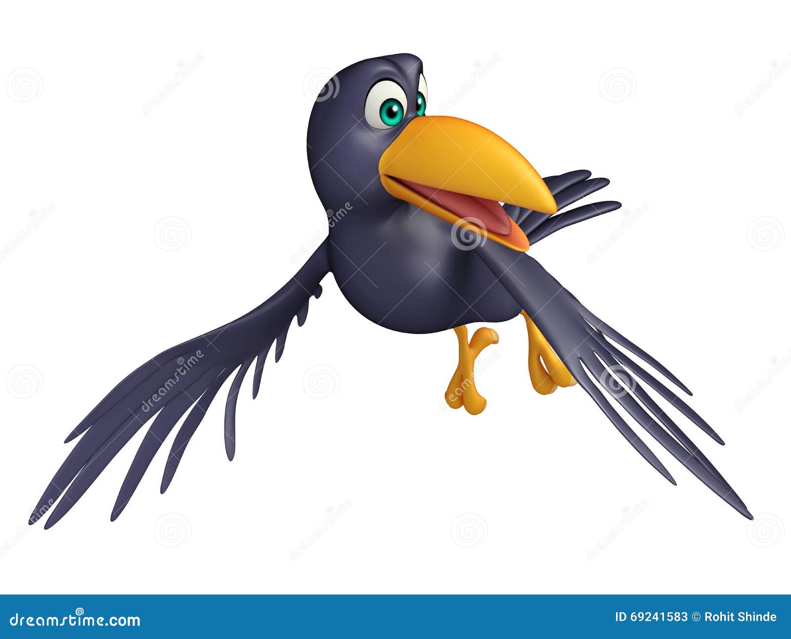 Flying Crow Cartoon Character Stock Illustration - Illustration of ...