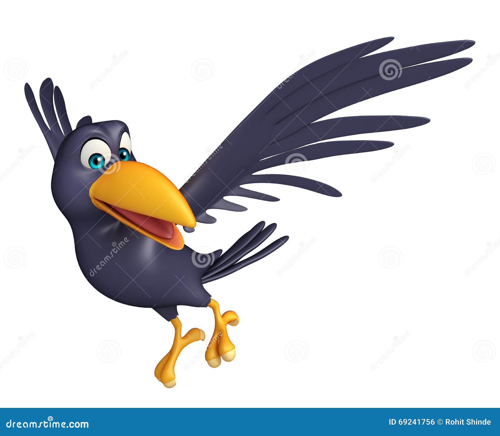 Flying Crow Cartoon Character Stock Illustration - Illustration of ...