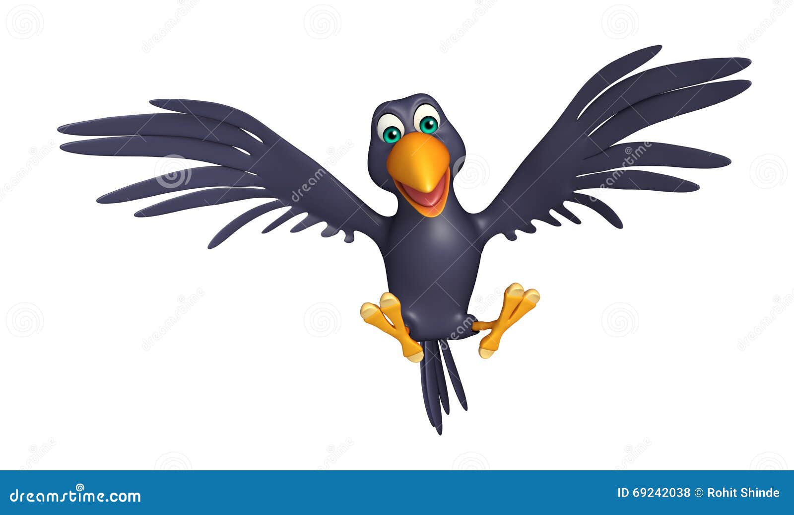 Flying Crow Cartoon Character Stock Illustration - Illustration of ...