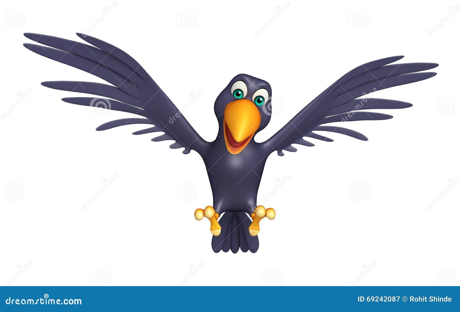 Flying Crow Cartoon Character Stock Illustration - Illustration of ...