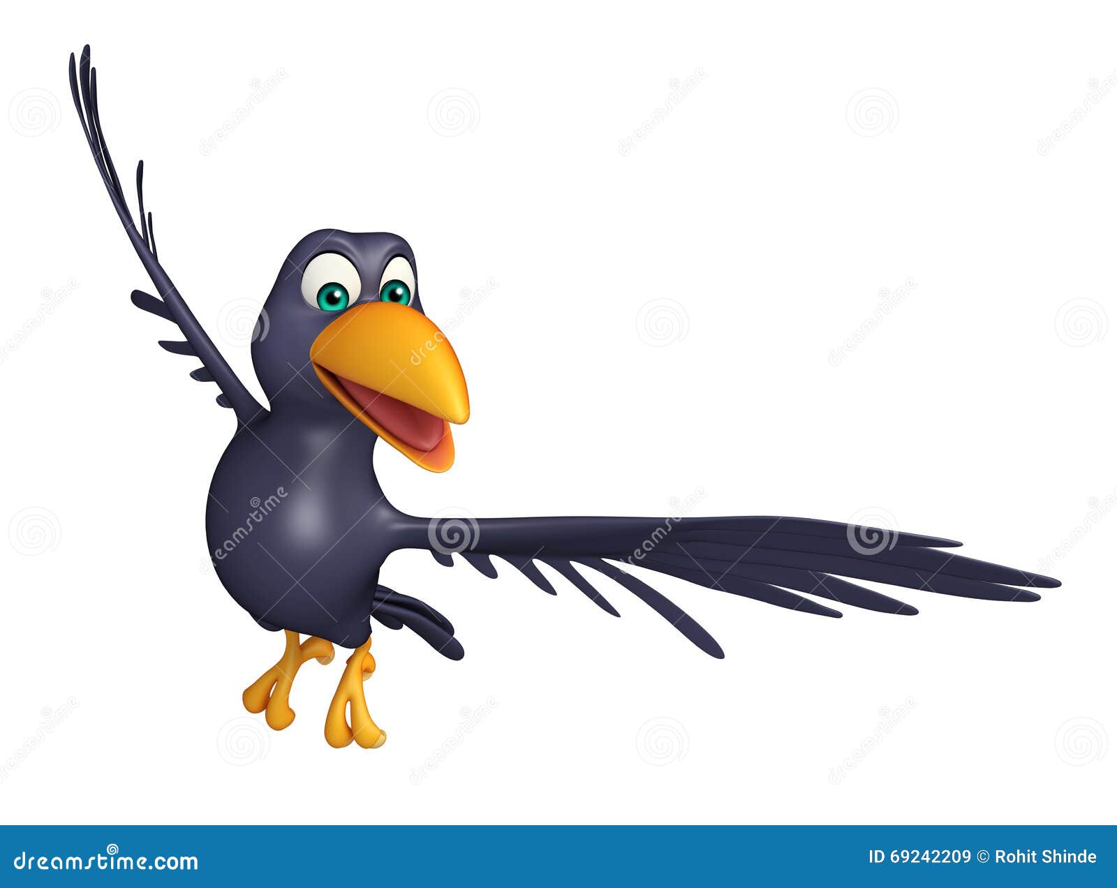 Flying Crow Cartoon Character Stock Illustration - Illustration of ...