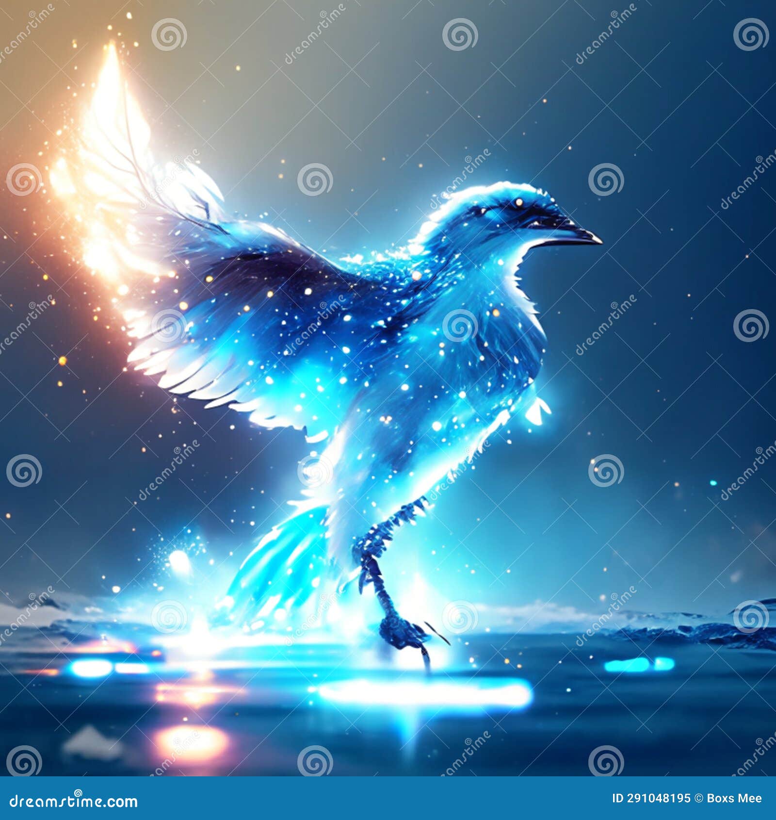 Flying Crow with Wings in the Night Sky. 3d Rendering Stock ...
