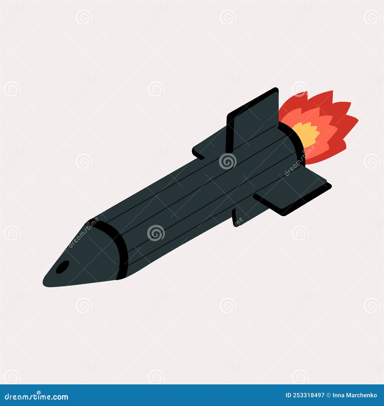 Flying Cruise Missile. Hand Drawn Stock Vector - Illustration of bumper ...