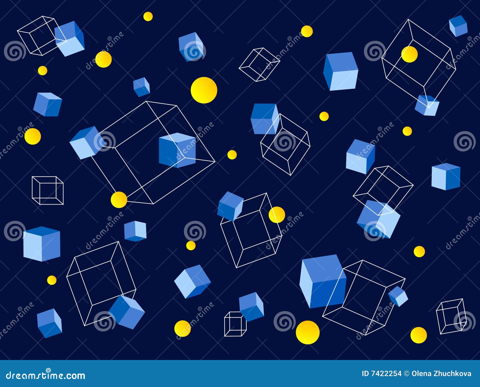 Flying cubes stock vector. Illustration of three, shape - 7422254