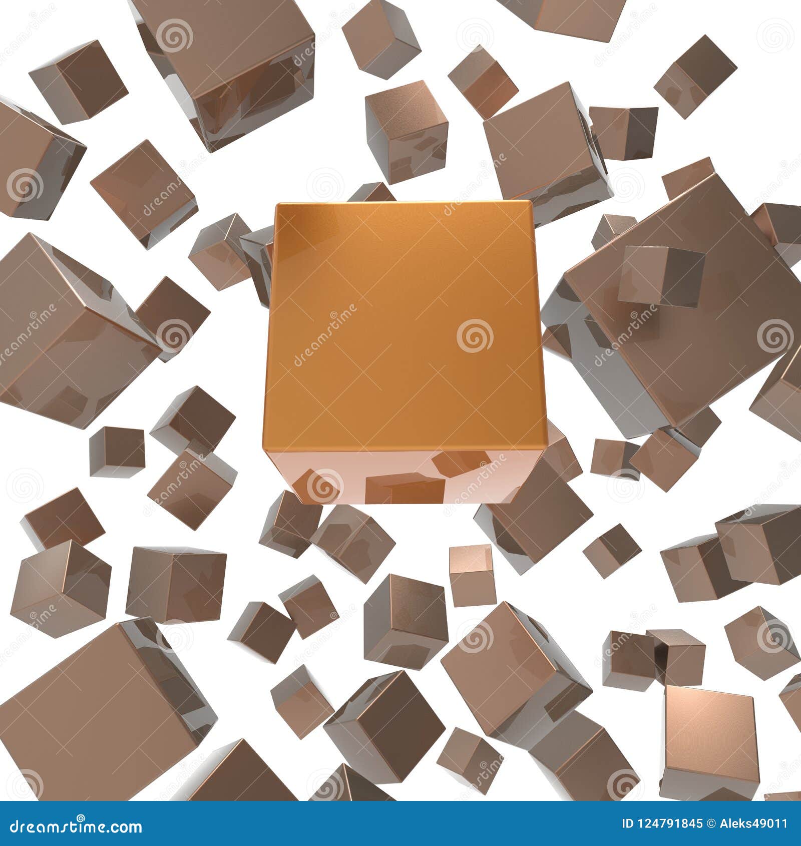 Flying Cubes on a White Background .Abstract 3d Rendering of Chaotic ...