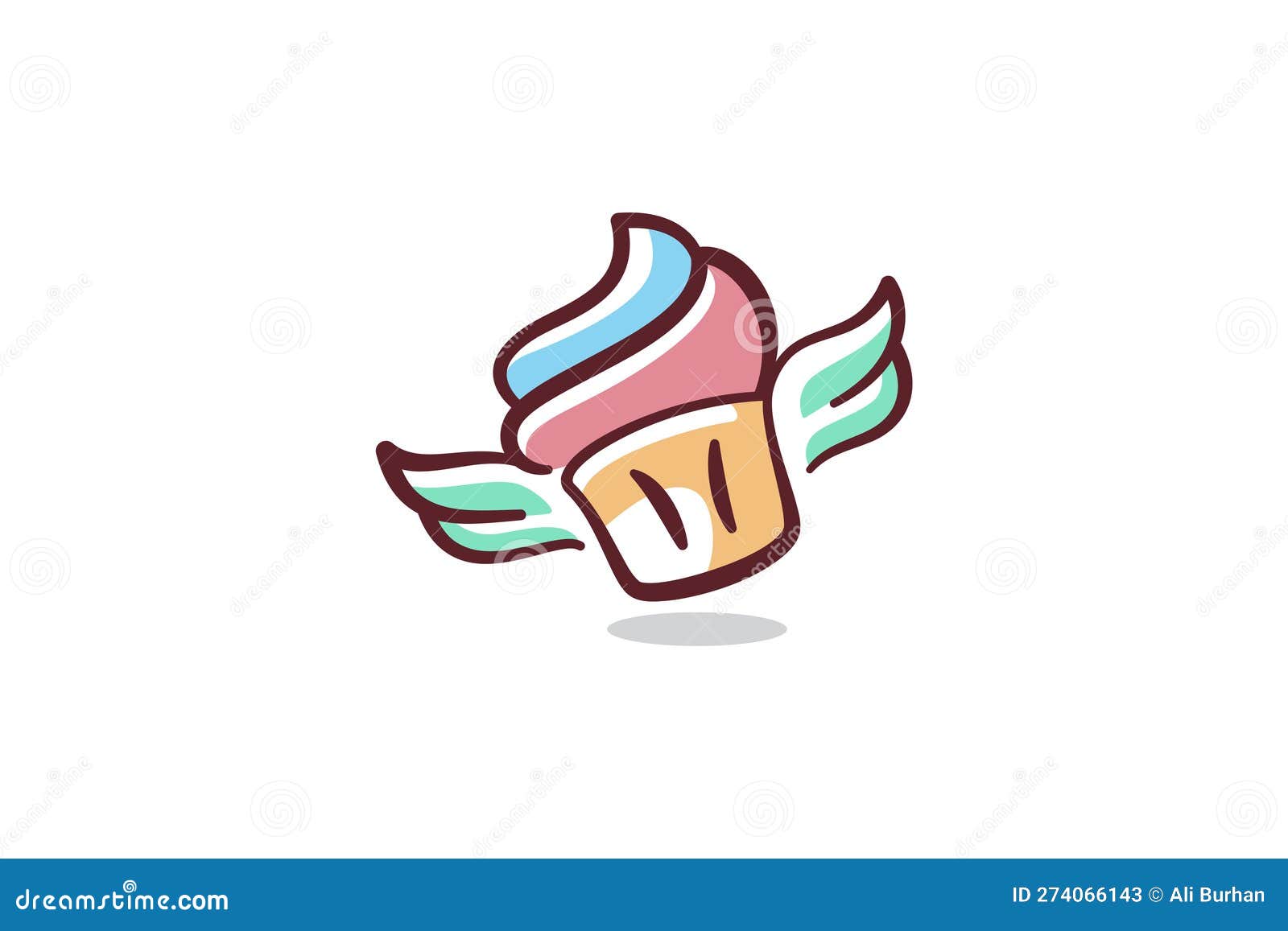Flying Cupcake Logo with a Cute Cupcake Flying on Its Wings Stock ...