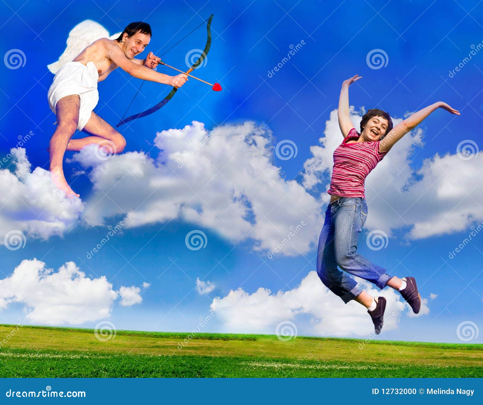 Flying Cupid stock photo. Image of antique, heart, shape - 12732000