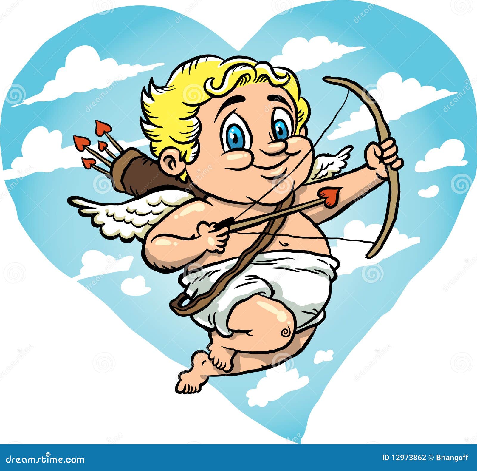 Flying Cupid stock vector. Illustration of swoon, valentine - 12973862