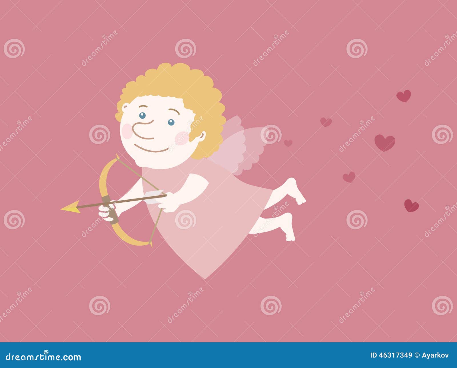 Flying cupid stock vector. Illustration of arrow, vector - 46317349