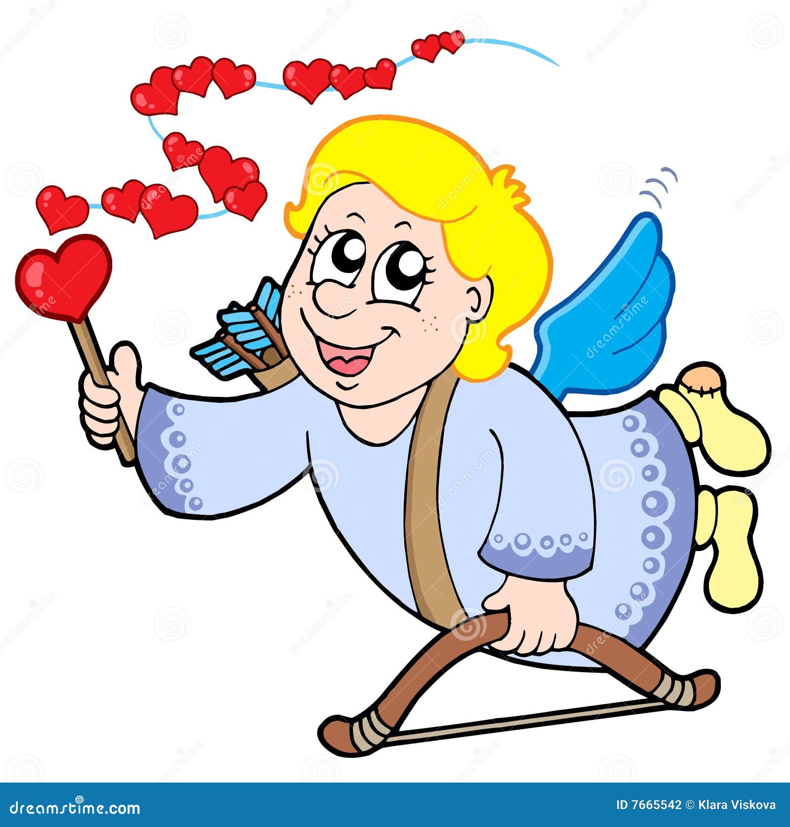Flying Cupid with Magic Wand Stock Vector - Illustration of color ...