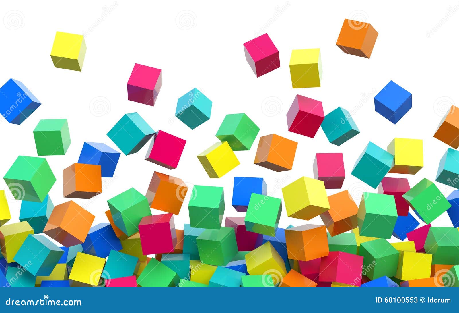 Flying 3D Colored Cubes on White Background Stock Illustration ...