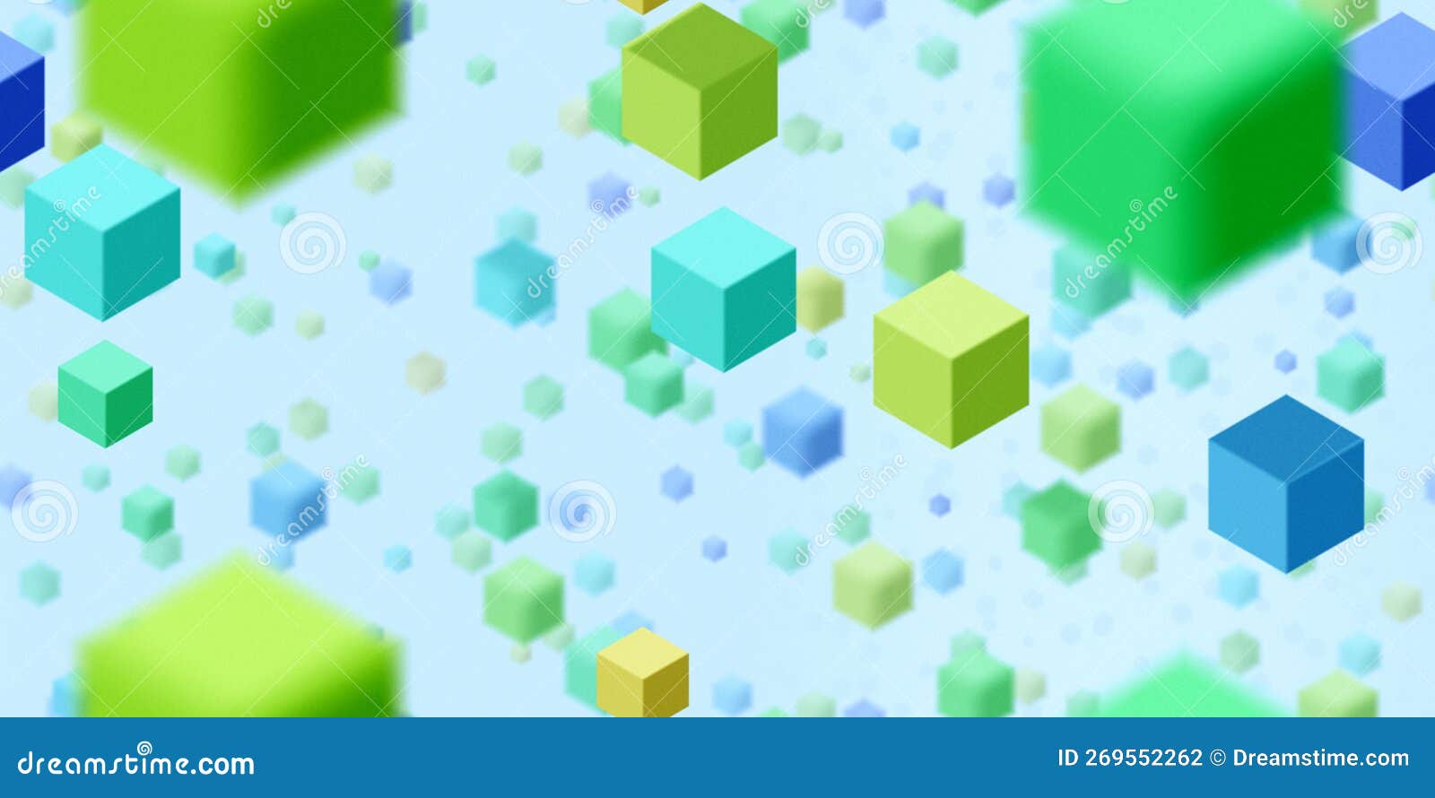 Flying 3D Cubes on Blue Background. Geometric Education Color Surface ...