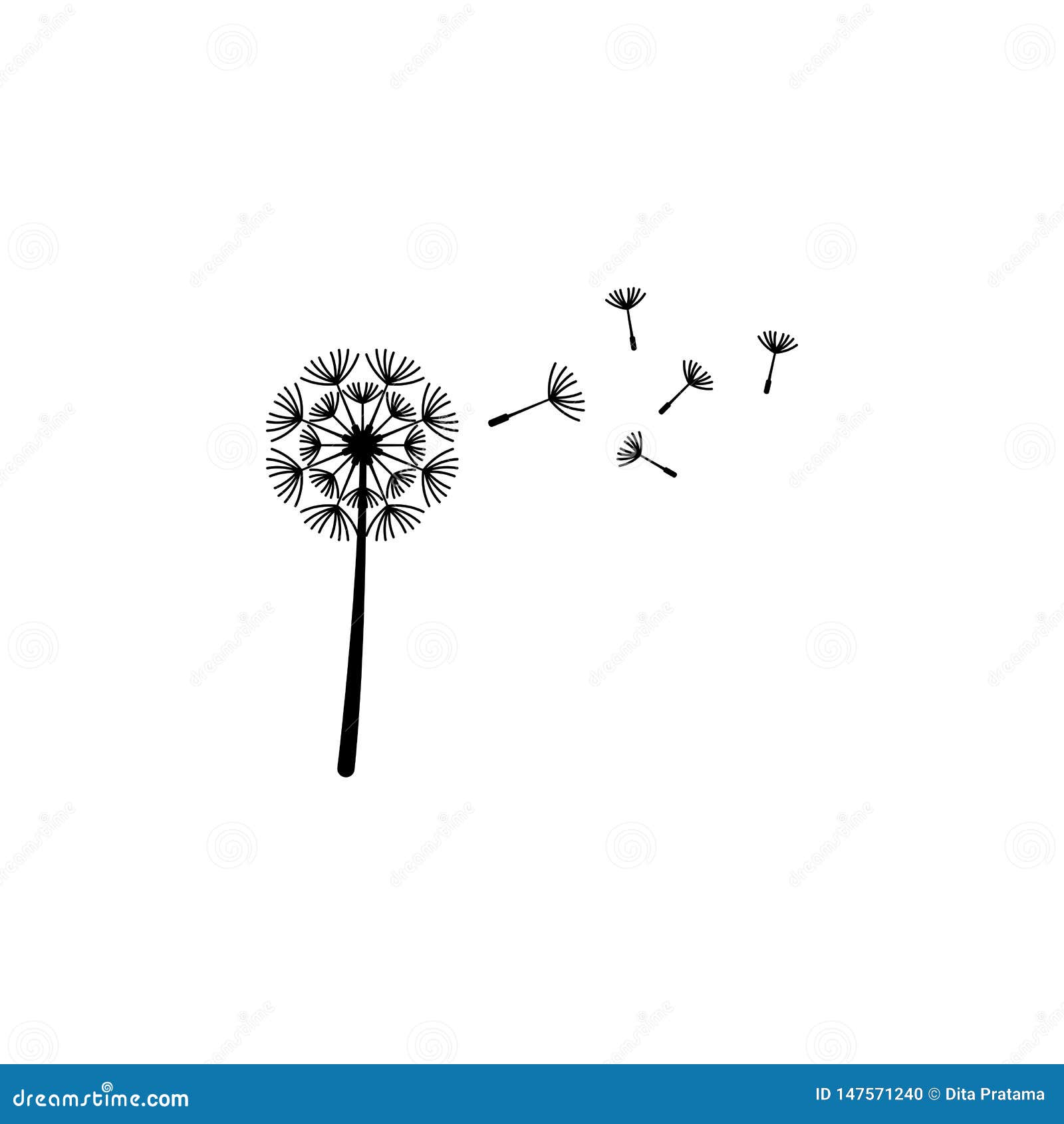 Flying Dandelion Silhouette Vector. Stock Illustration - Illustration ...