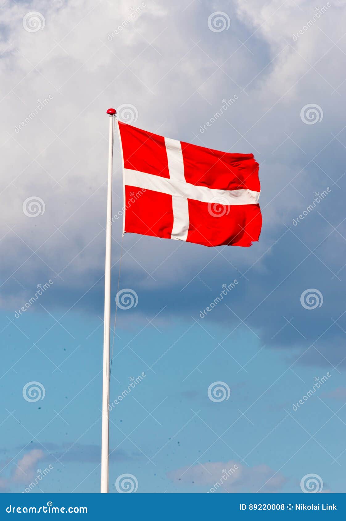 Flying danish flag stock photo. Image of white, clear - 89220008