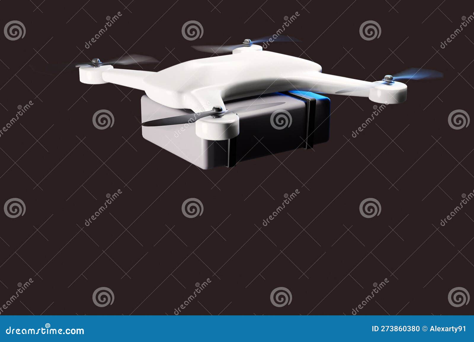 A Flying Delivery Drone with a Box Stock Illustration - Illustration of ...