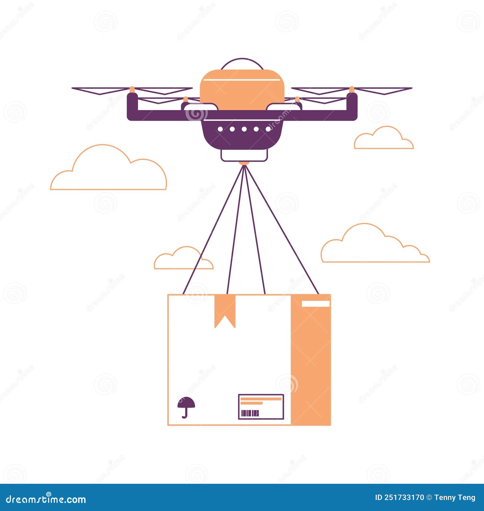 Flying Delivery Drone With Package Cartoon Vector | CartoonDealer.com ...