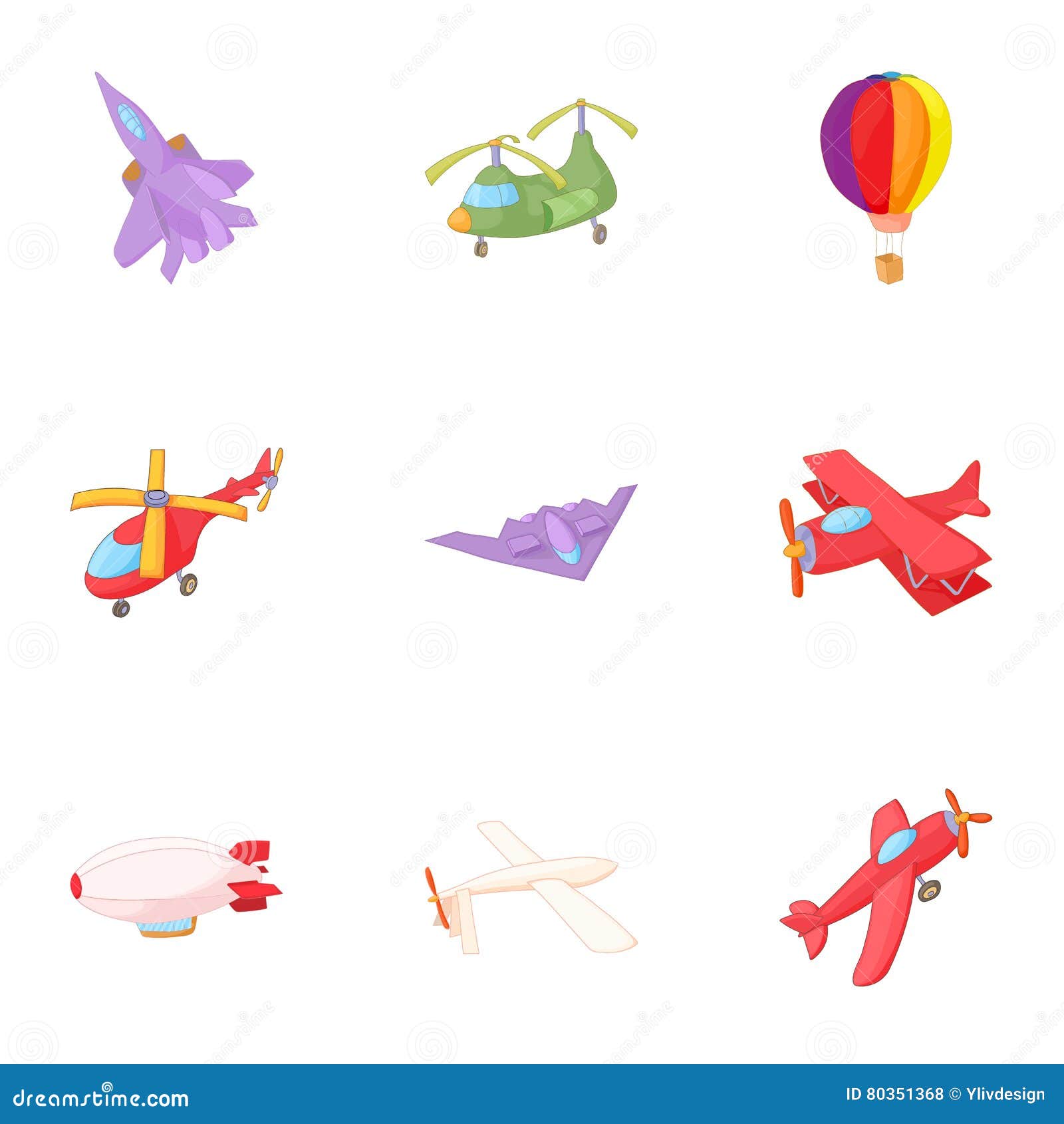 Flying Device Icons Set, Cartoon Style Stock Vector - Illustration of ...