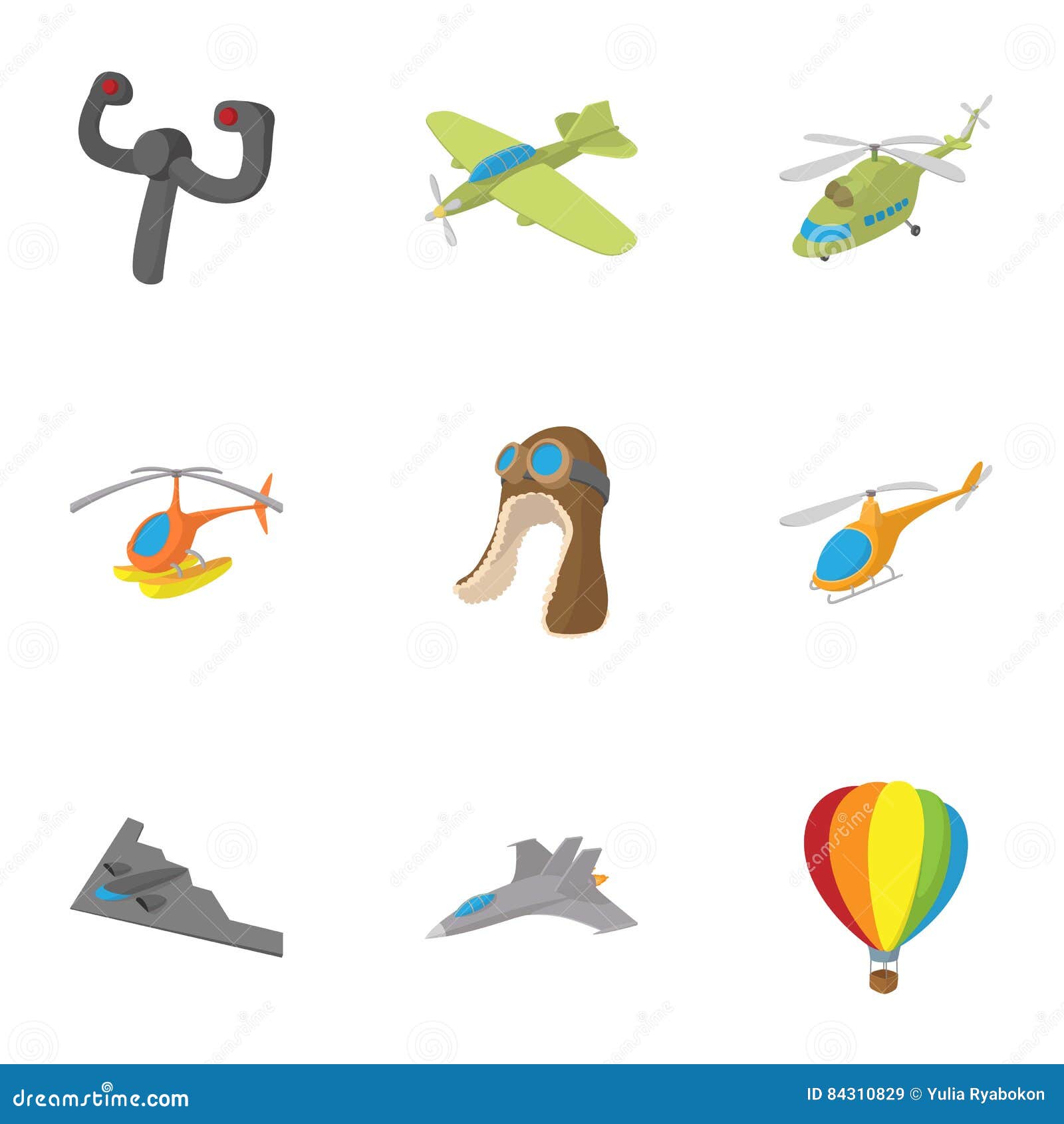 Flying Device Icons Set, Cartoon Style Stock Vector - Illustration of ...