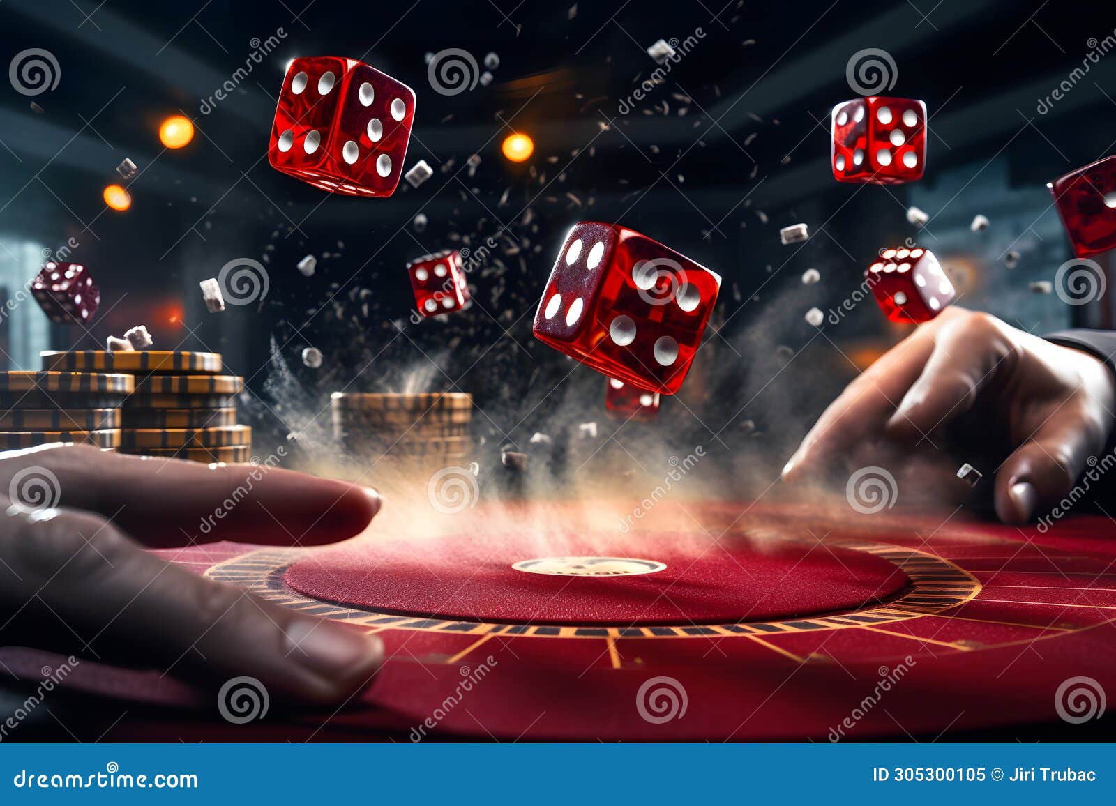 Flying Dice As a Symbol of Risk. Gambling, Dice Game. Red Casino Dice ...