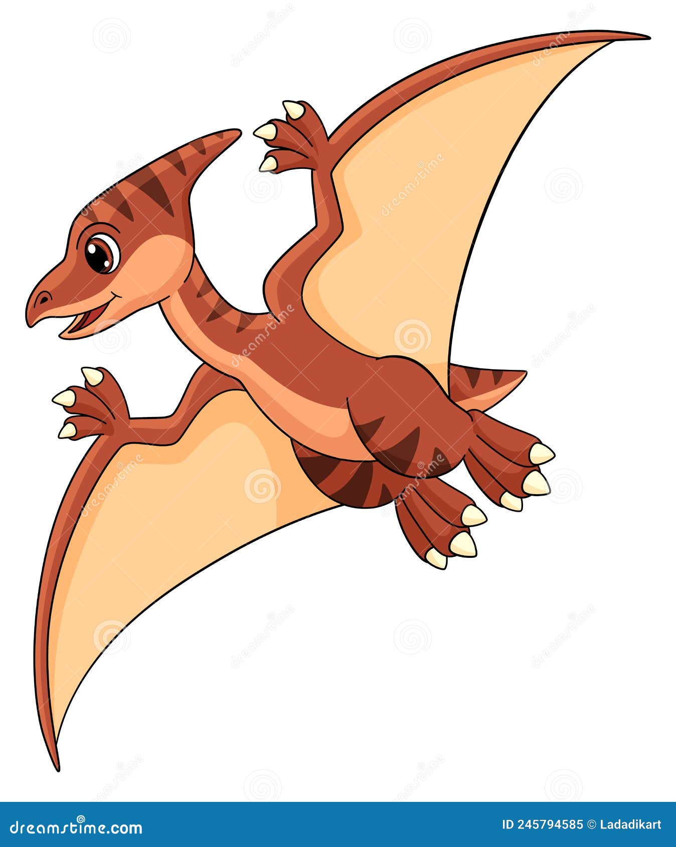Flying Dinosaur. Cute Winged Dino. Pteranodon Icon Cartoon Vector ...