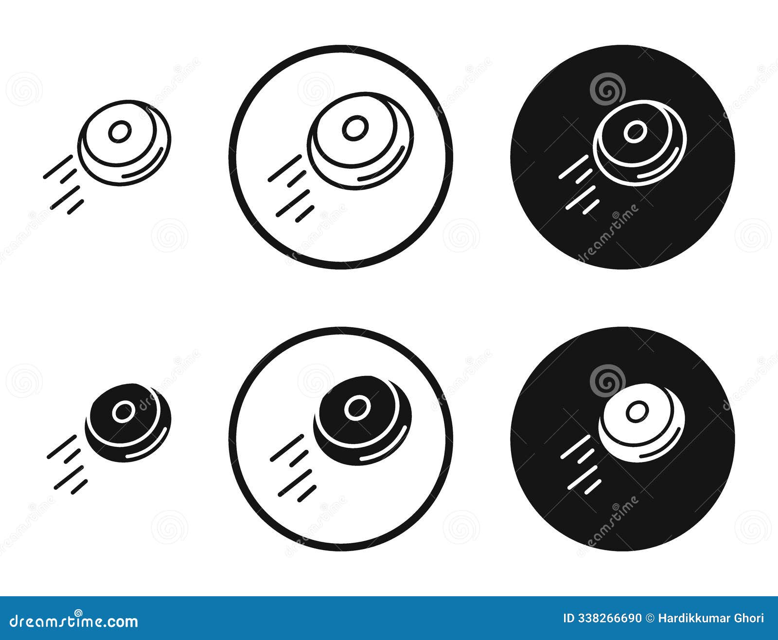 Flying Disc Vector Icon Set in Black and White Outlines Stock Vector ...