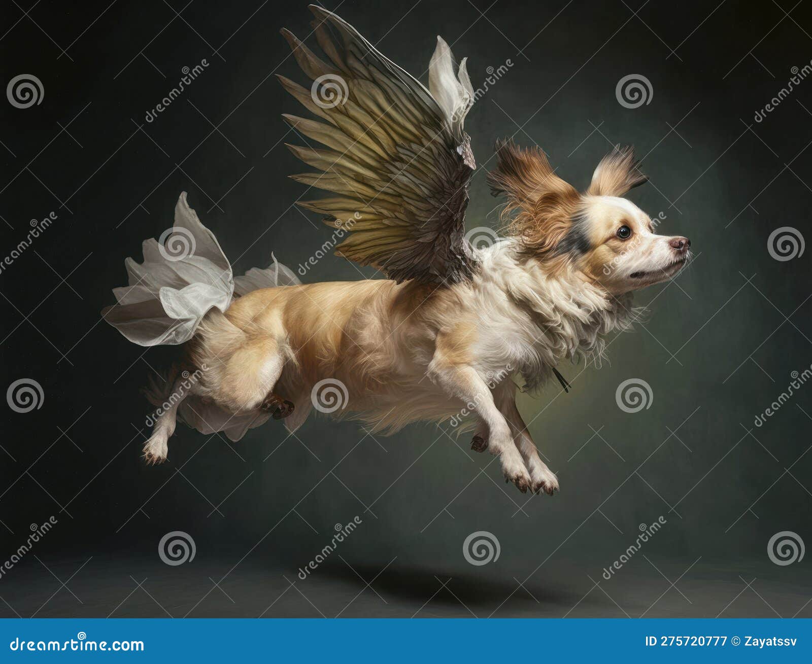 Flying Dog with Wings, AI Generative Stock Illustration - Illustration ...