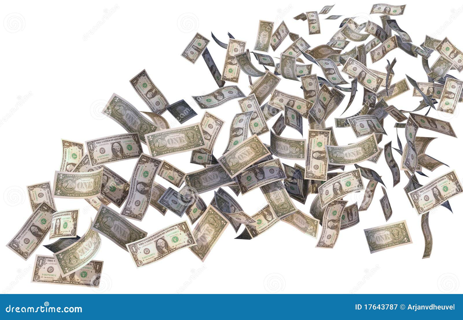 Flying dollar bills stock illustration. Illustration of fall - 17643787