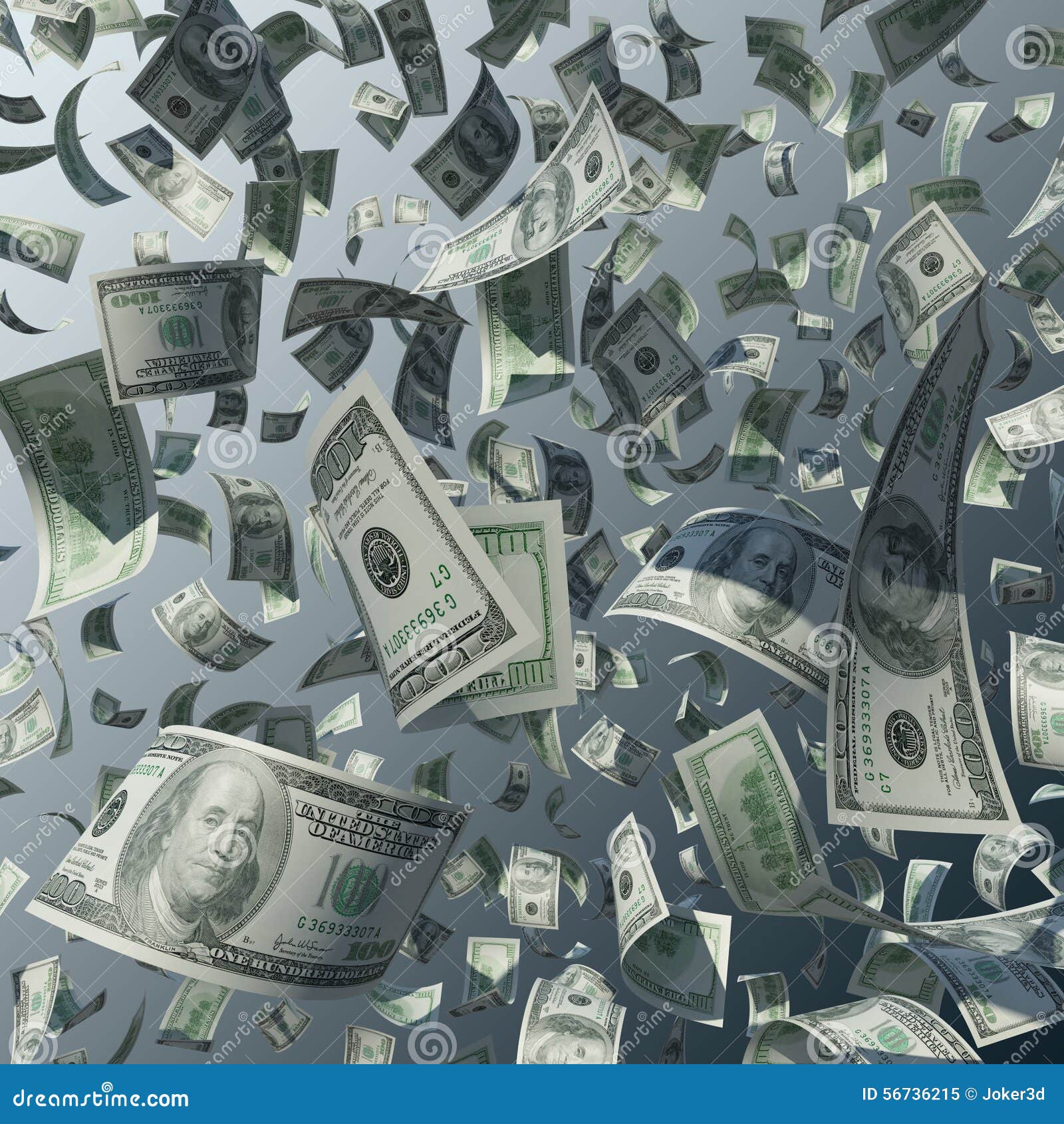 Flying 100 Dollar Bills stock illustration. Illustration of flow - 56736215