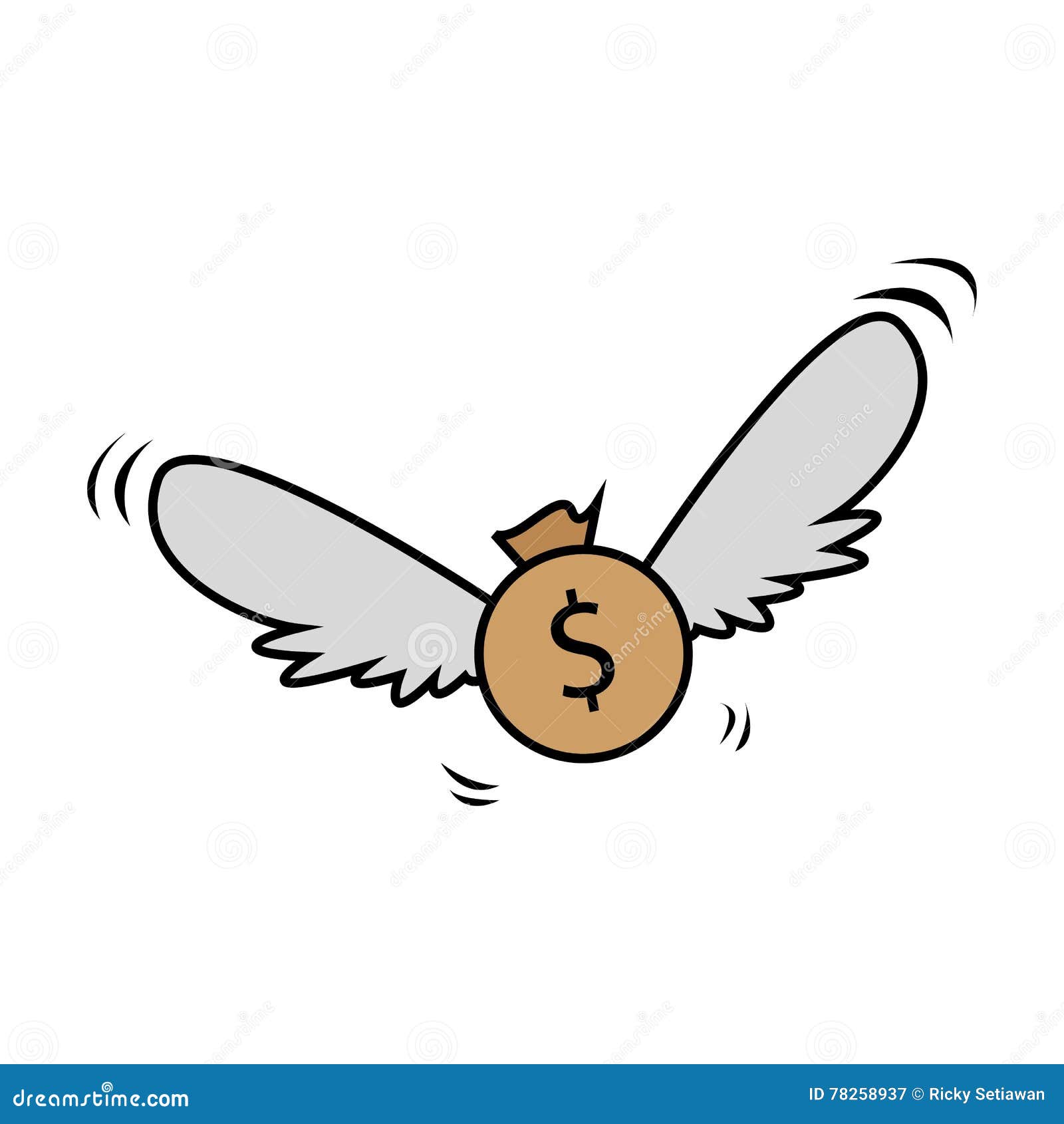 Flying Dollar stock vector. Illustration of cash, flat - 78258937