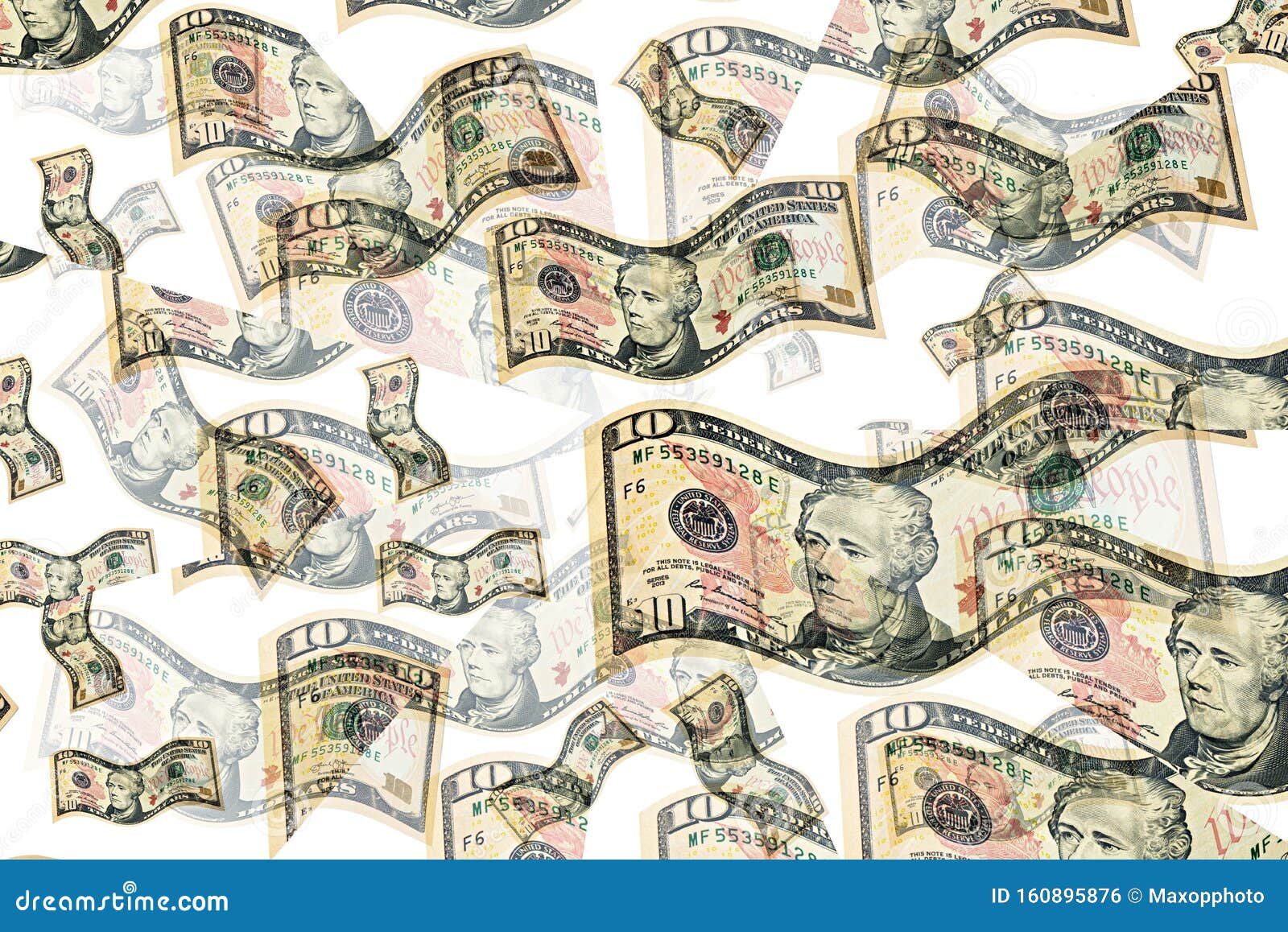 Set Of Flying 100 Dollars Banknotes Royalty-Free Stock Photo ...