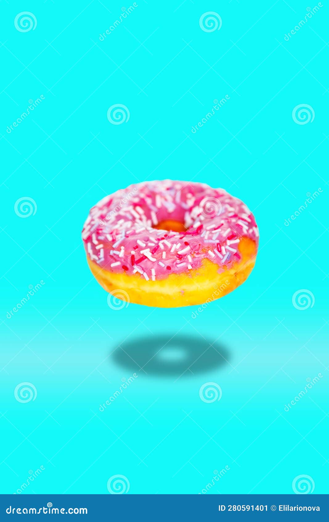 Flying Donut In Yellow Glaze Royalty-Free Stock Photography ...