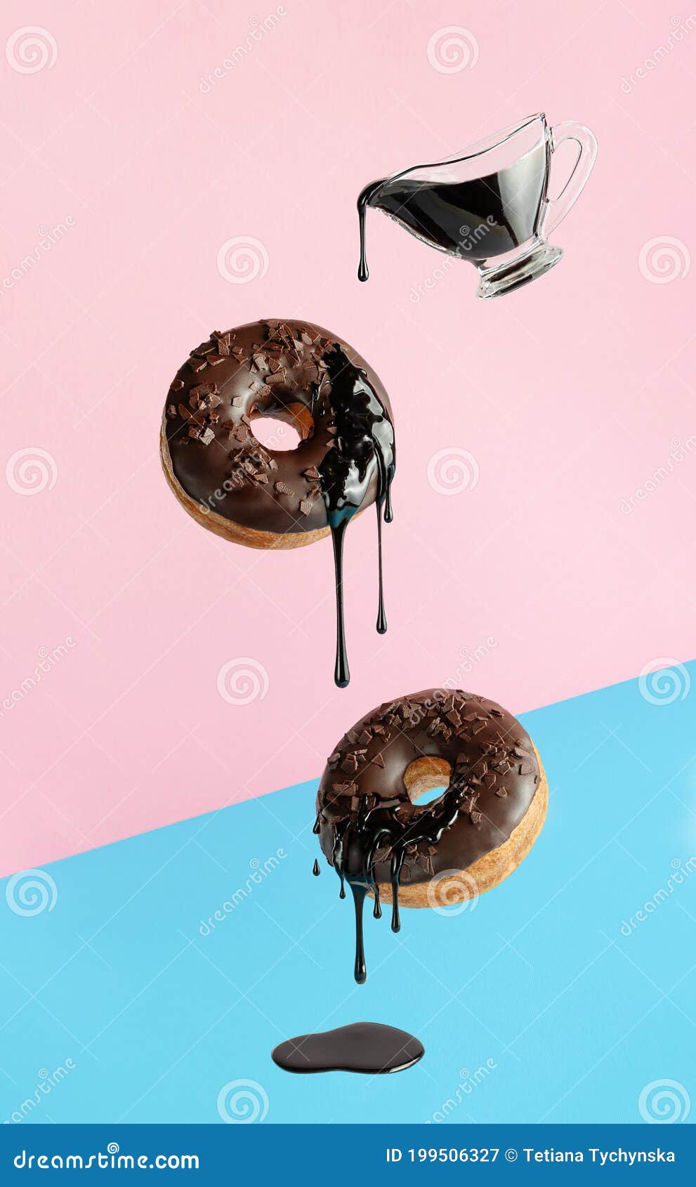 Donut With Dripping Chocolate Topping Isolated On White. Design Element ...