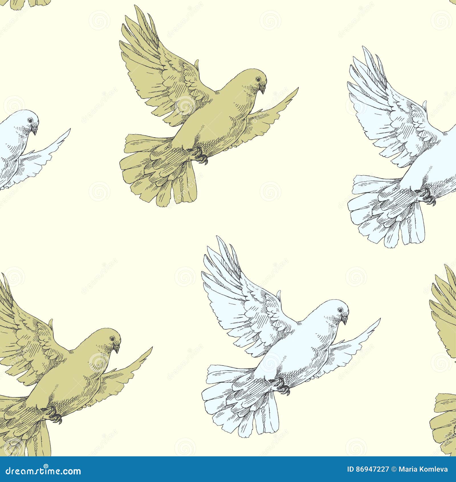 Flying Doves. Vector Seamless Pattern Stock Vector - Illustration of ...