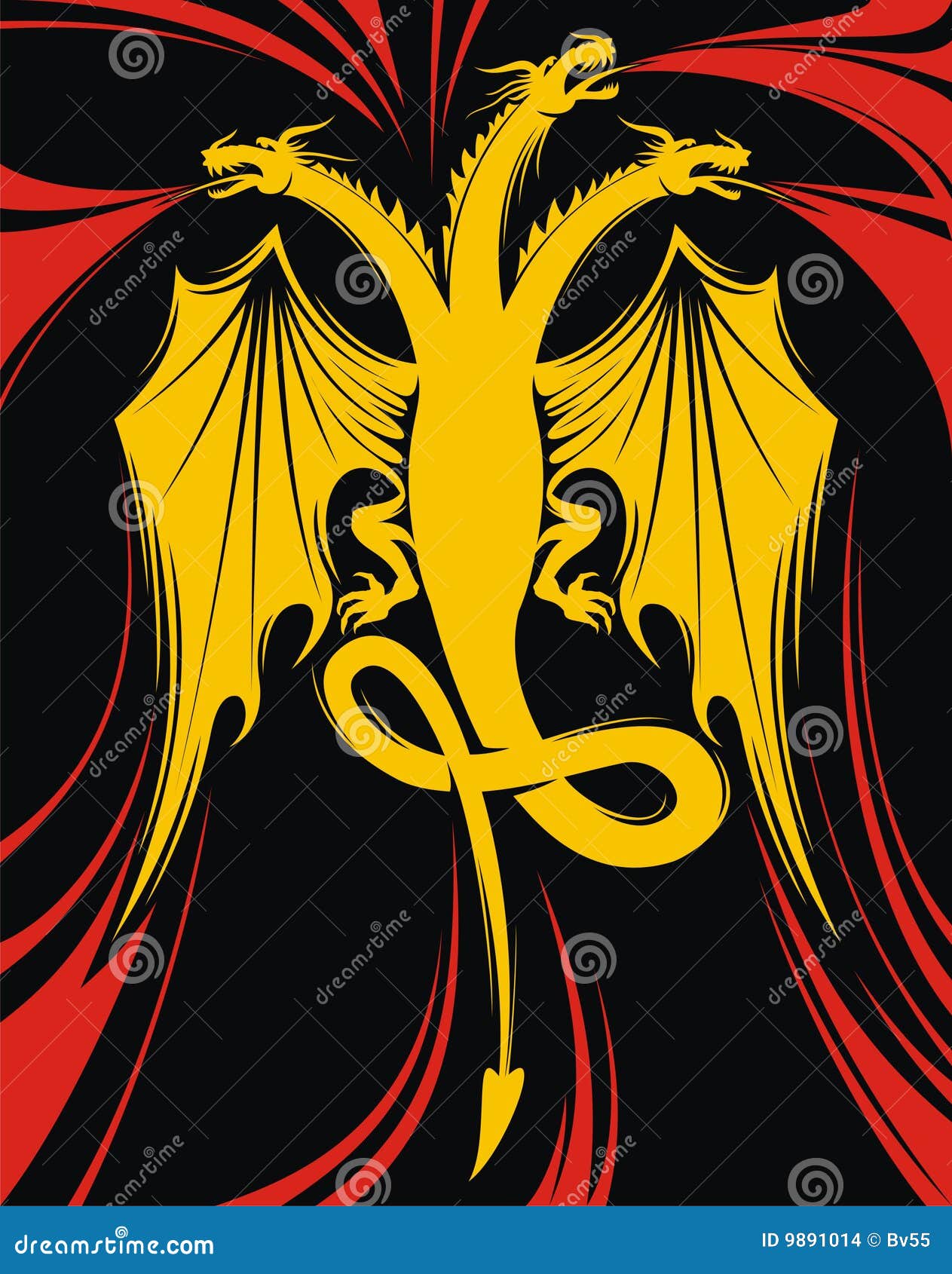 Flying dragon stock vector. Illustration of heraldry, muzzle - 9891014