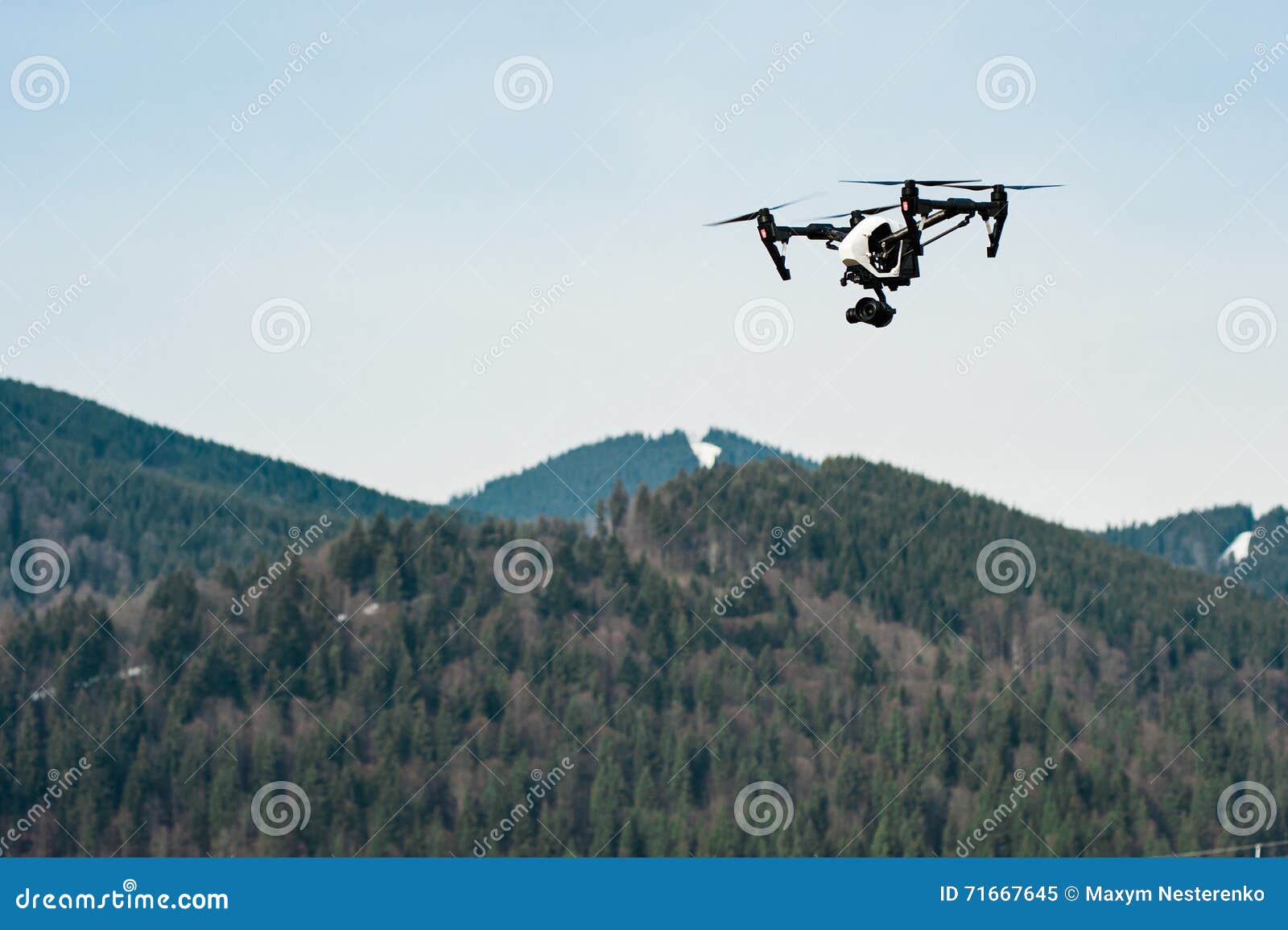 Flying drone with camera stock image. Image of piloted - 71667645